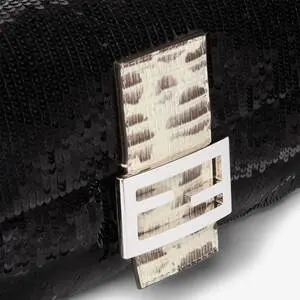 Fendi Baguette® 26424 Black Organza And Sequin Bag